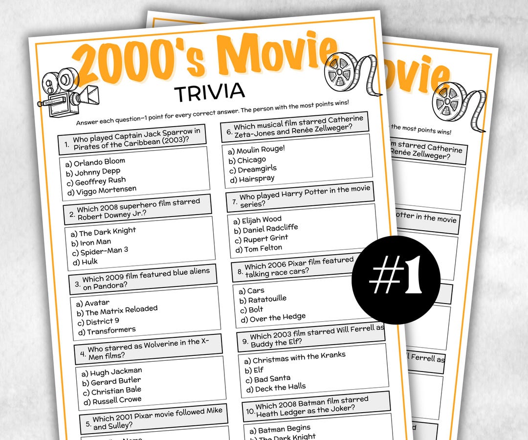 2000s Movie Trivia Game, Decades Movie Quiz, Silver Screen Movie Quote ...