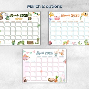 Kids Annual Monthly 2025 Calendar, Printable 2025 Calendar, Homeschool ...