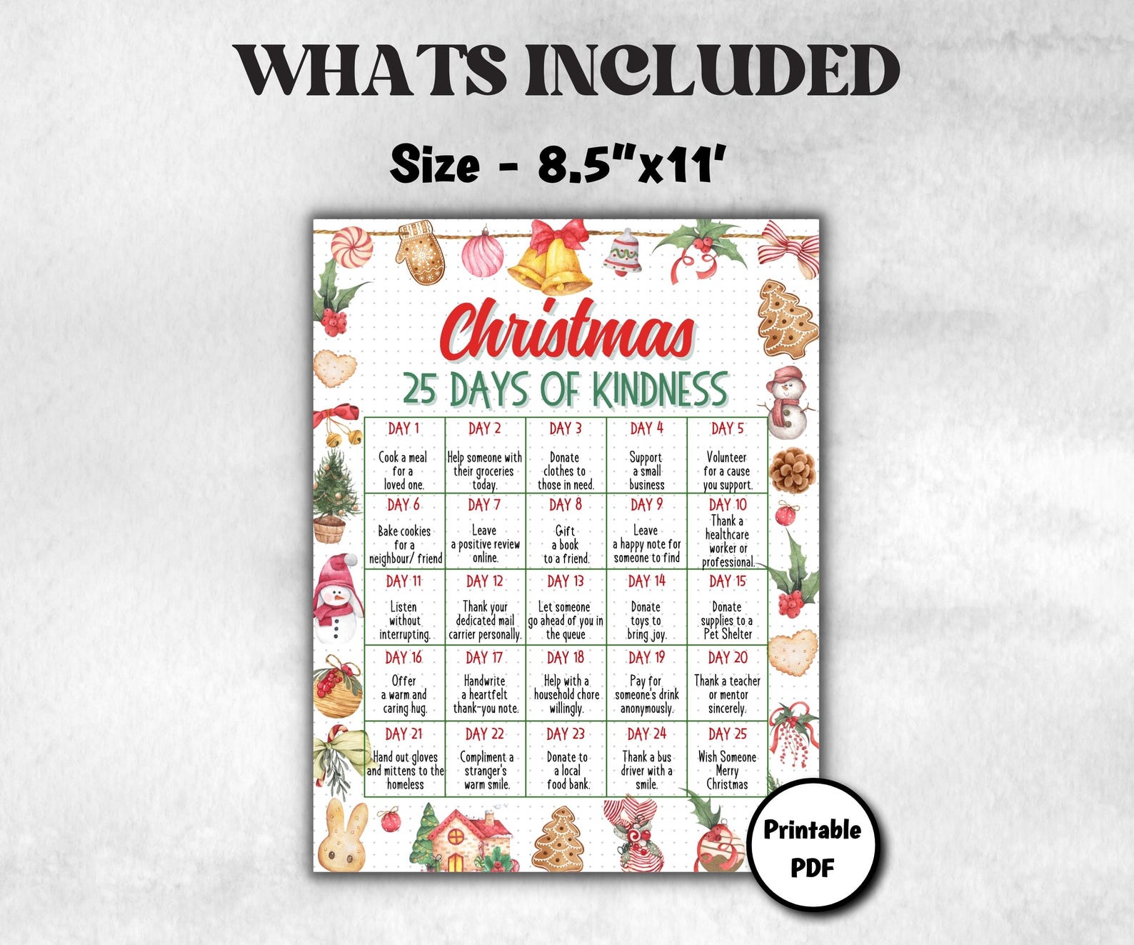 Christmas Kindness Card, Random Acts of Kindness, Advent Ideas, 24 Days ...