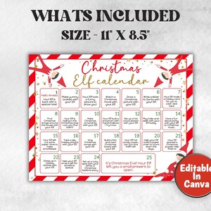 Elf Advent Planner, Christmas Elf Countdown, Christmas Activities, Kids ...