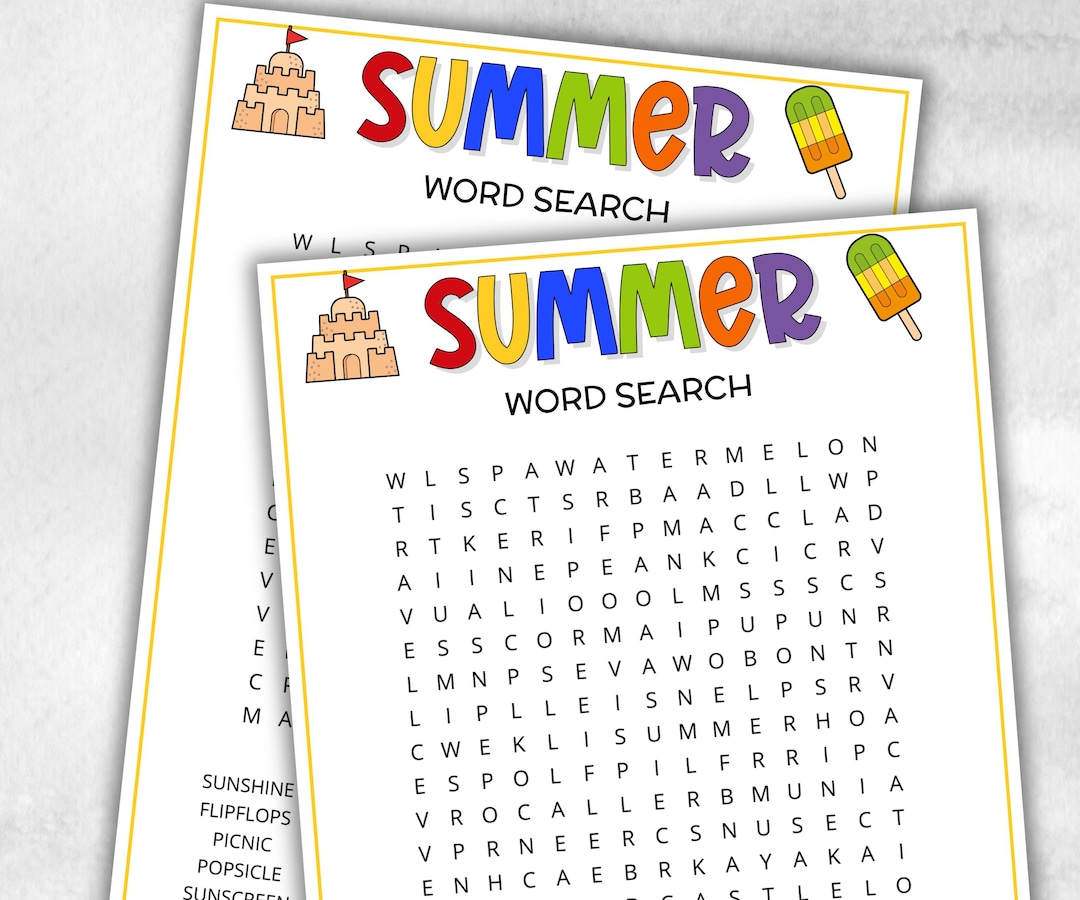 Summer Word Search, End of School Summer Activities, Summer Birthday ...