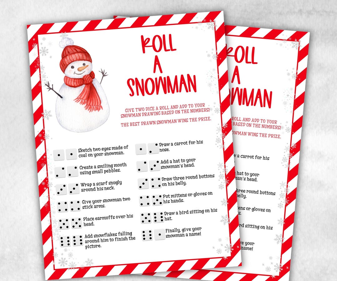 Roll a Snowman Game, Printable Christmas Activity, Fun Family Game ...