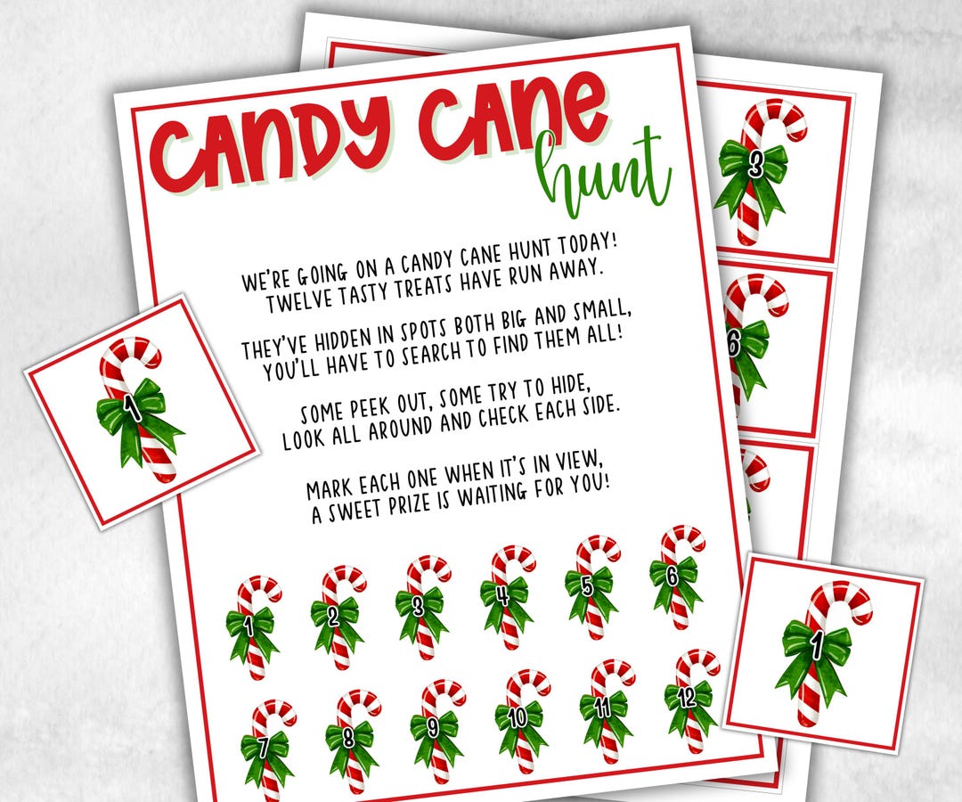 Candy Cane Scavenger Hunt Game, Kids Candy Cane Games, Xmas Scavenger ...