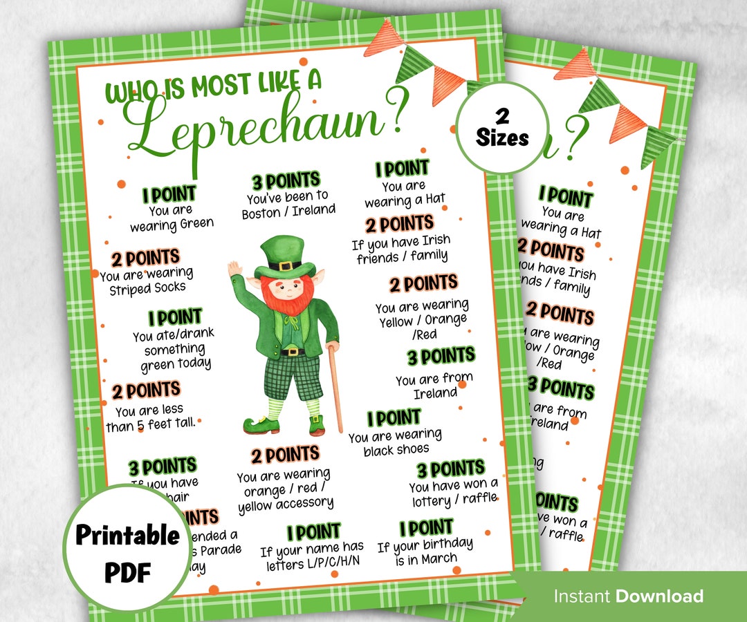 St Patricks Day Activity, St Patricks Day Party Game, Leprechaun Game ...