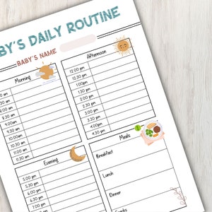 Baby's Daily Log I Infant Daily Report I Toddler Schedule I Kids Daily ...