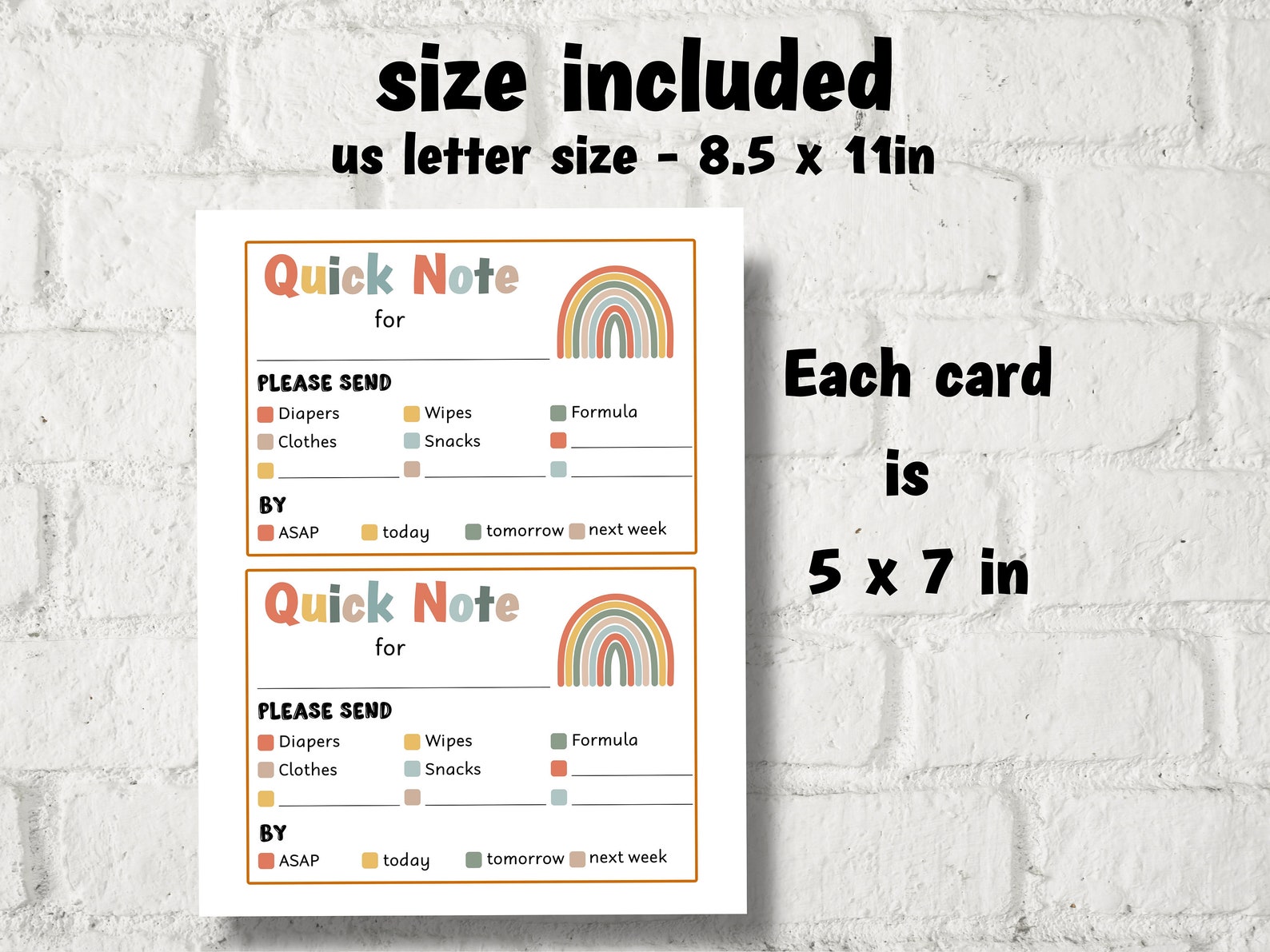 Editable Daycare Quick Note, Boho Rainbow Daycare Card, Communication ...