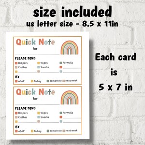 Editable Daycare Quick Note, Boho Rainbow Daycare Card, Communication ...