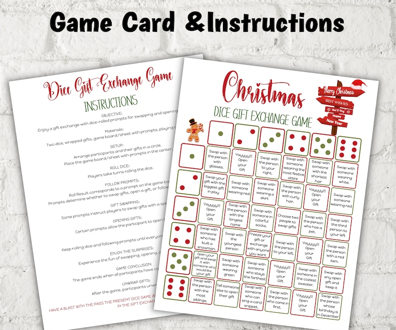 Dice Gift Exchange Christmas Game, Holiday Gift Swap Activity ...
