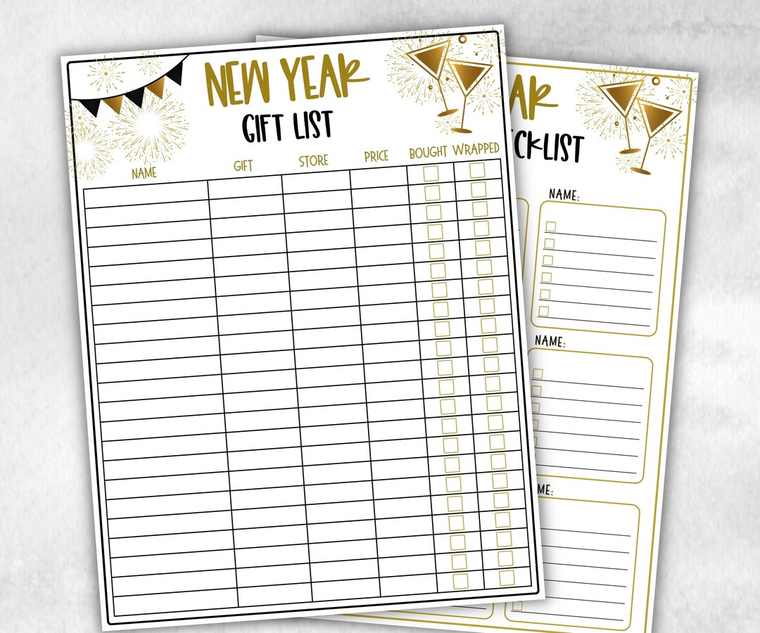 Printable New Year Gift List, Holiday Shopping Budget Tracker ...