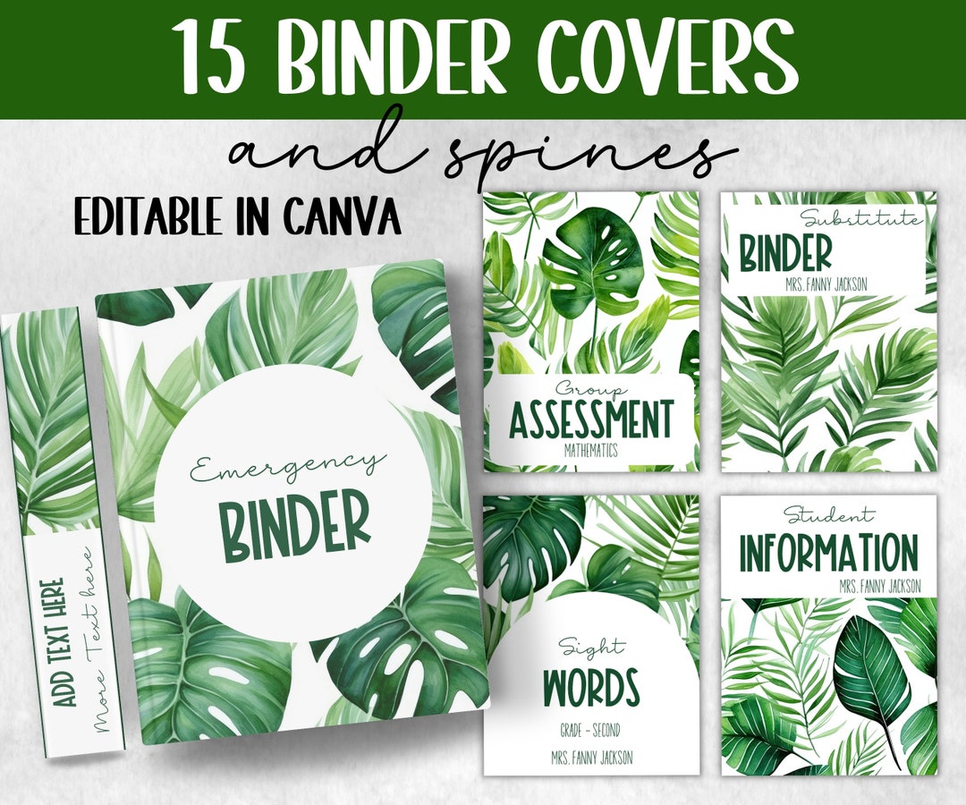 Tropical Leaves School Binder Cover I Classroom Printable I Teacher ...
