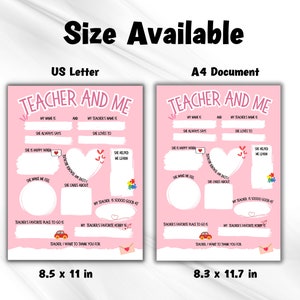 Printable All About My Teacher | Teacher Appreciation Gift | End of ...