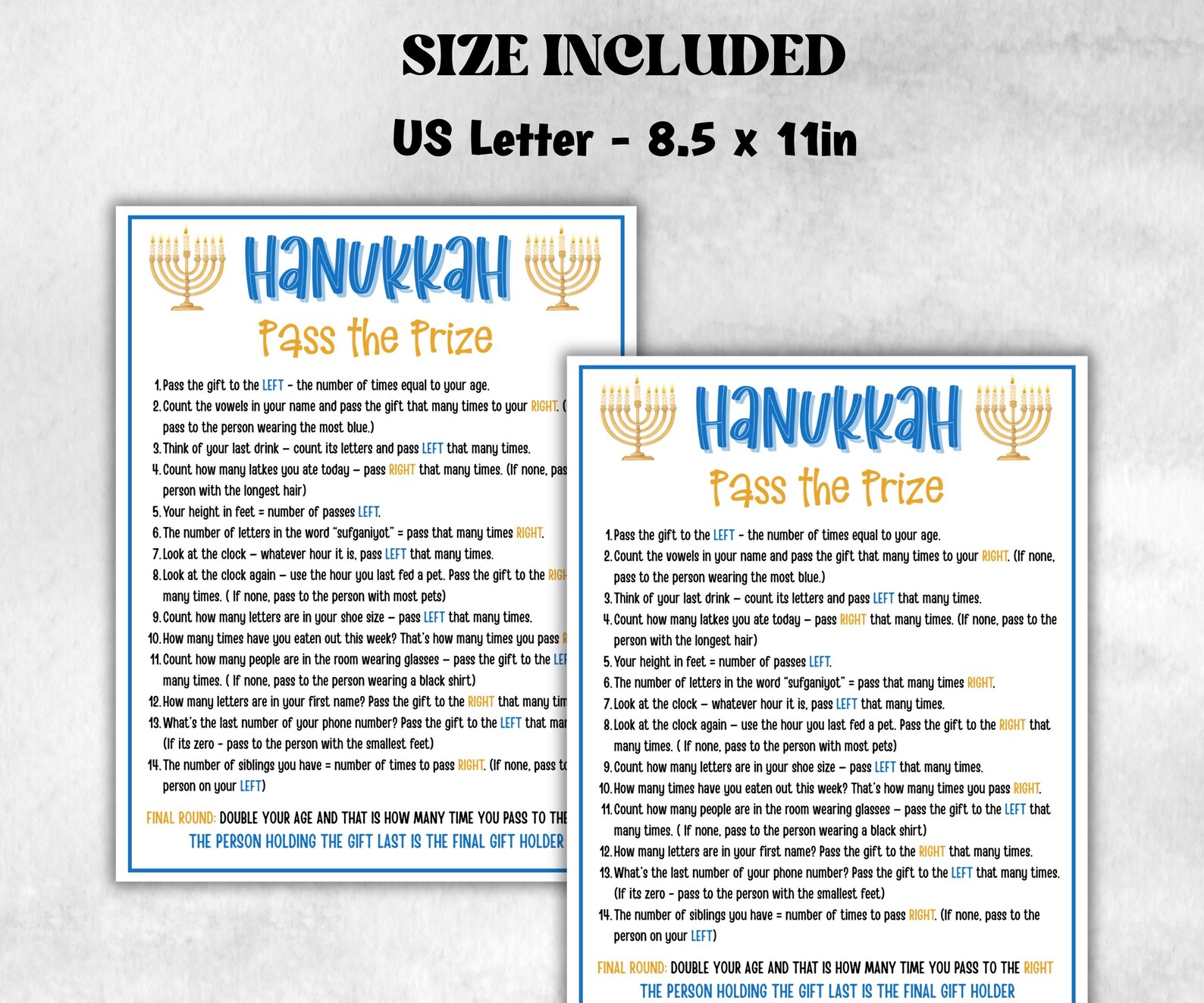 Hanukkah Pass the Prize, Custom Game for Holiday Parties, Fun Family ...