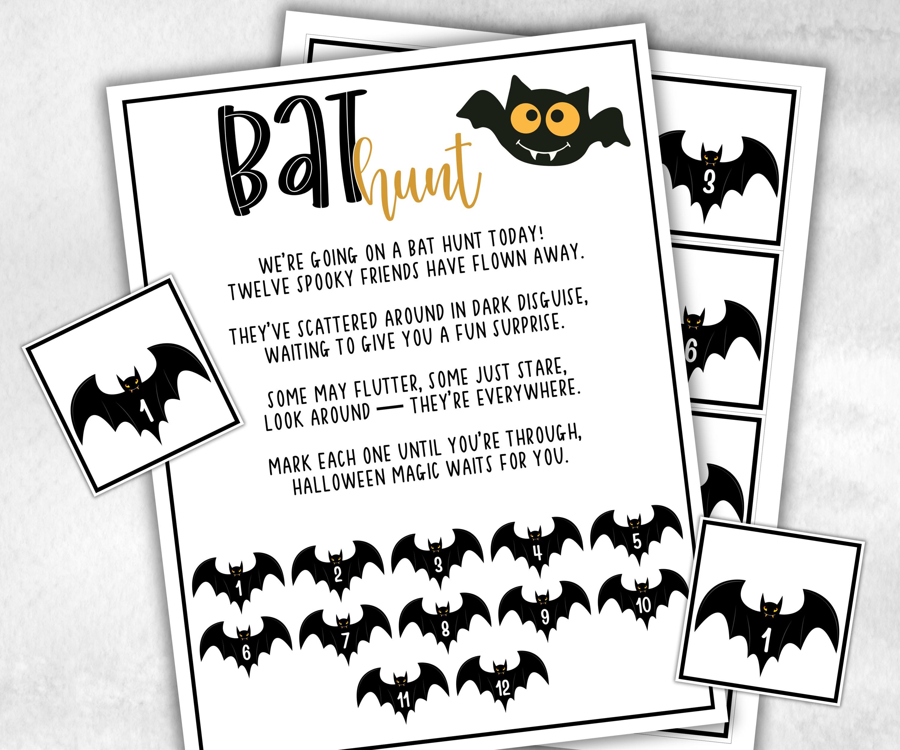 Bat Scavenger Hunt Game, Fun Spooky Clue Hunt, Trick or Treat, Ghost ...
