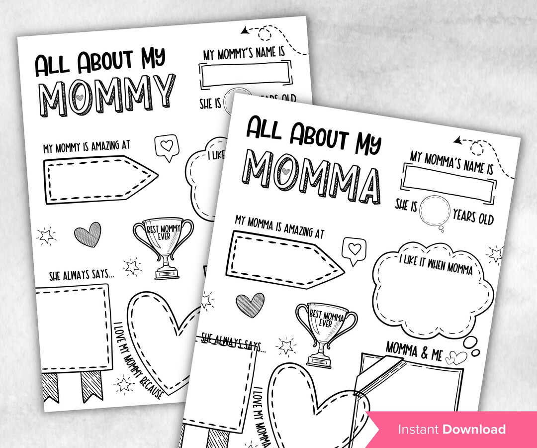 Momma Gift From Kids I Mother Day Printable | All About My Momma I All ...