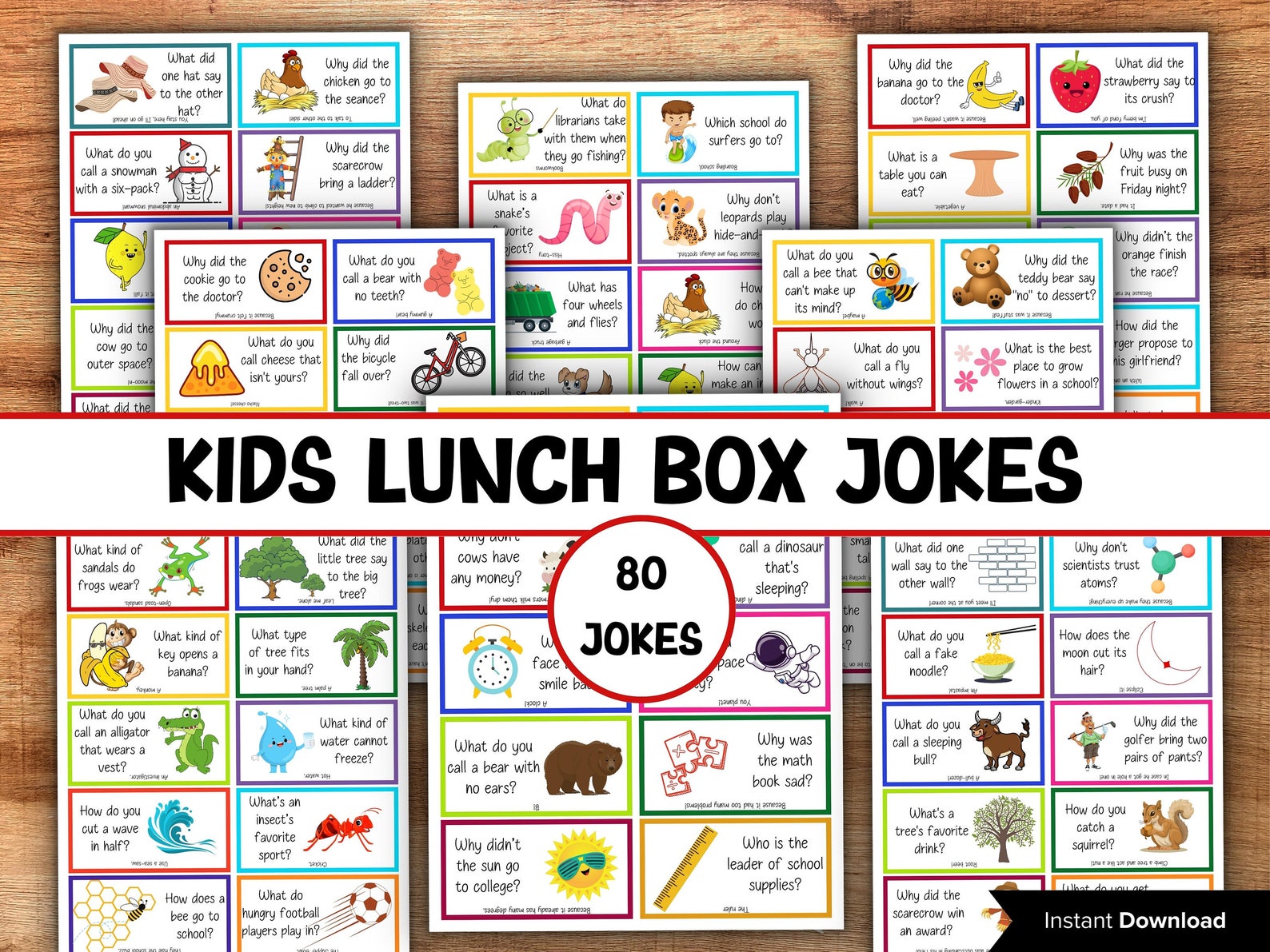 Printable 80 Lunchbox Jokes for Kids Joke Cards Funny - Etsy