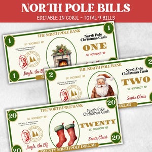Printable Christmas Money, North Pole Dollar Bill, Stocking Stuffer ...