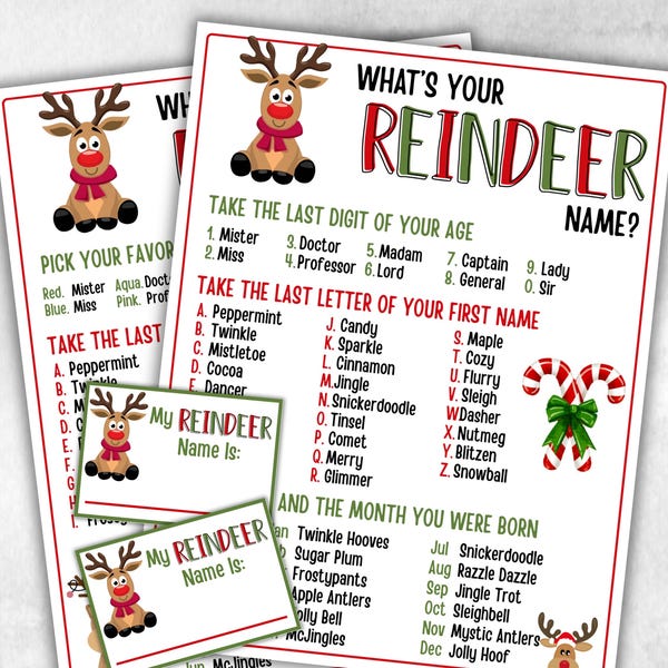 Reindeer Kid Family Games - Etsy