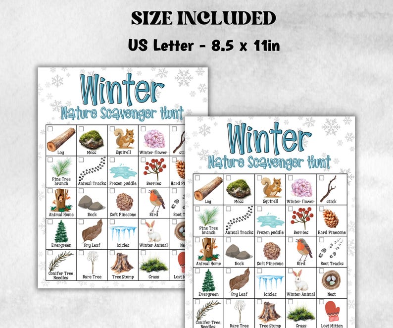 Winter Nature Scavenger Outdoor Activity, Printable Outdoor Activity ...