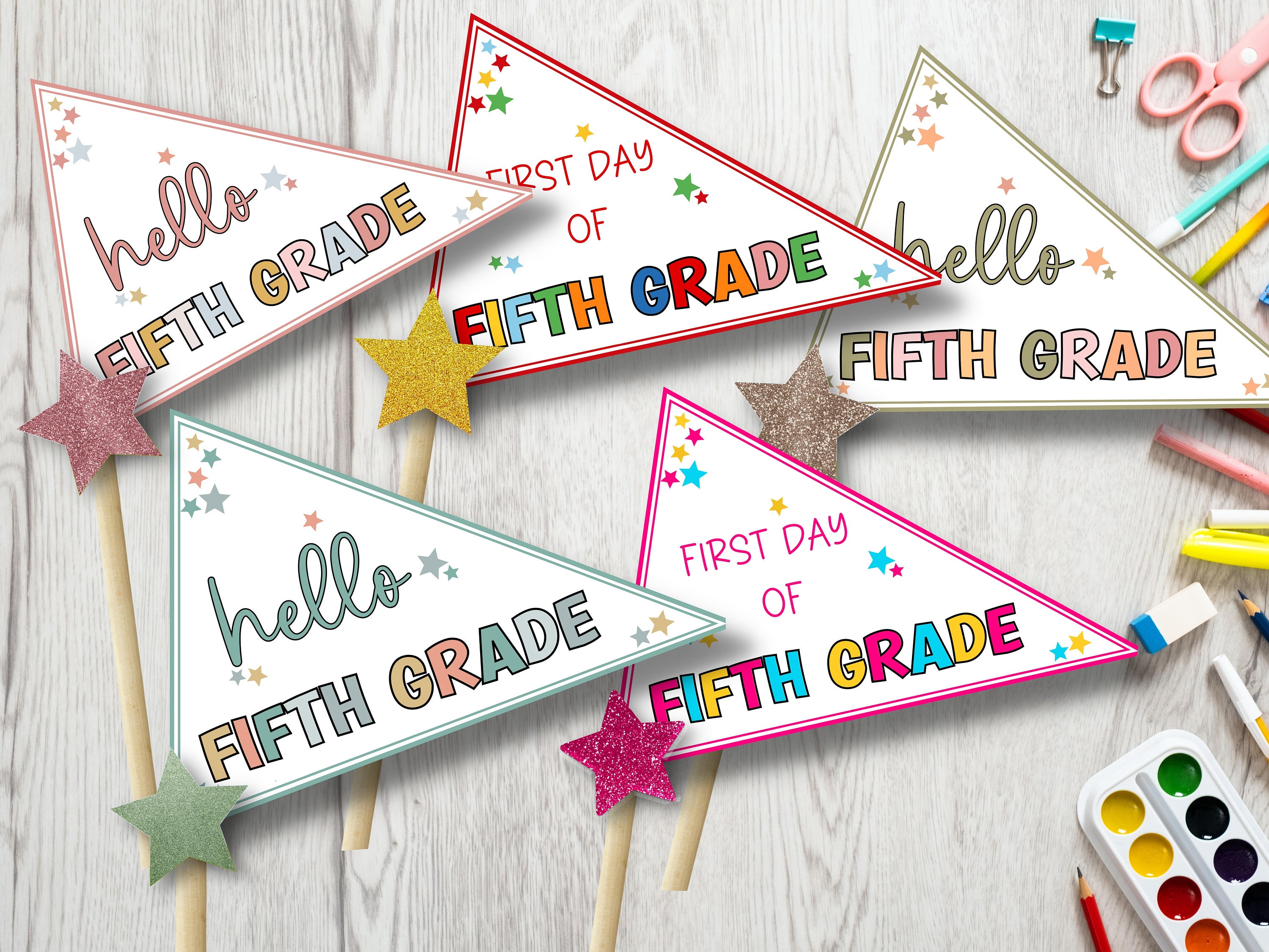 Fifth Grade Pennant Flag, 5th Grade Pennant Flag, First Day of School ...