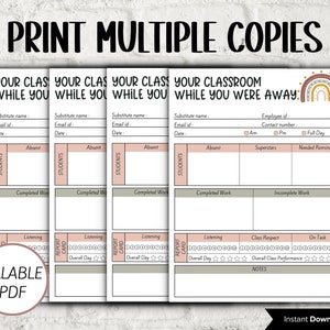 Fillable Substitute Teacher Notes I While You Were Away I Printable ...