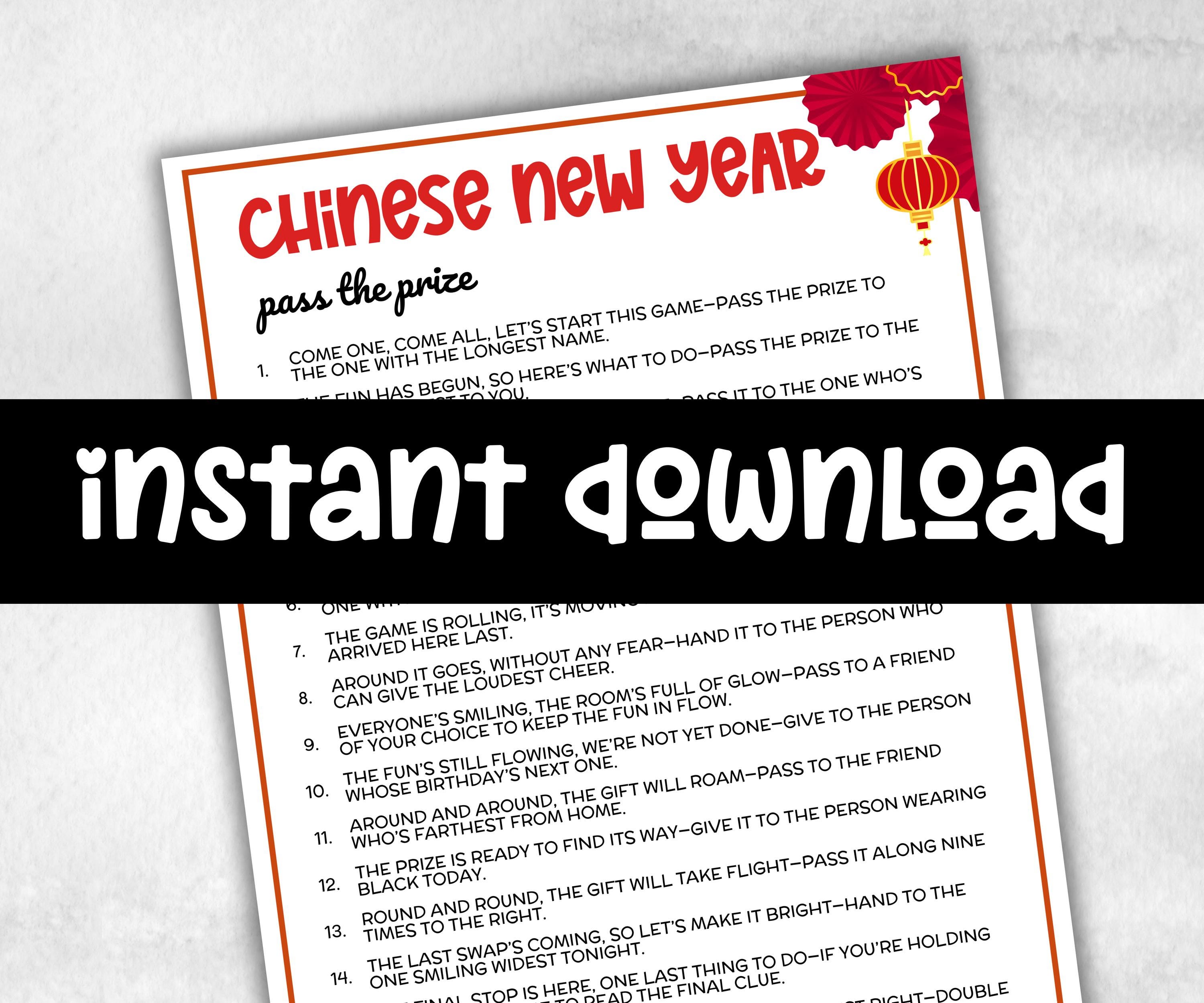 Chinese New Year Party Pass the Prize, Left Right Game, New Years ...
