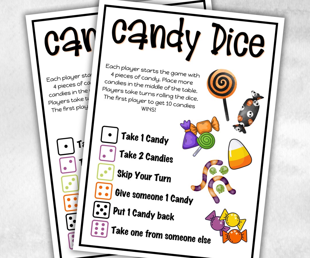 Halloween Candy Dice, Candy Party Game Activity, Teen Kid, School ...