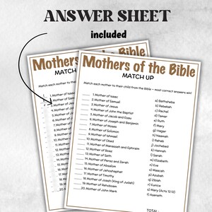 Printable Mothers of the Bible Match up for Kid, Old Testament Activity ...