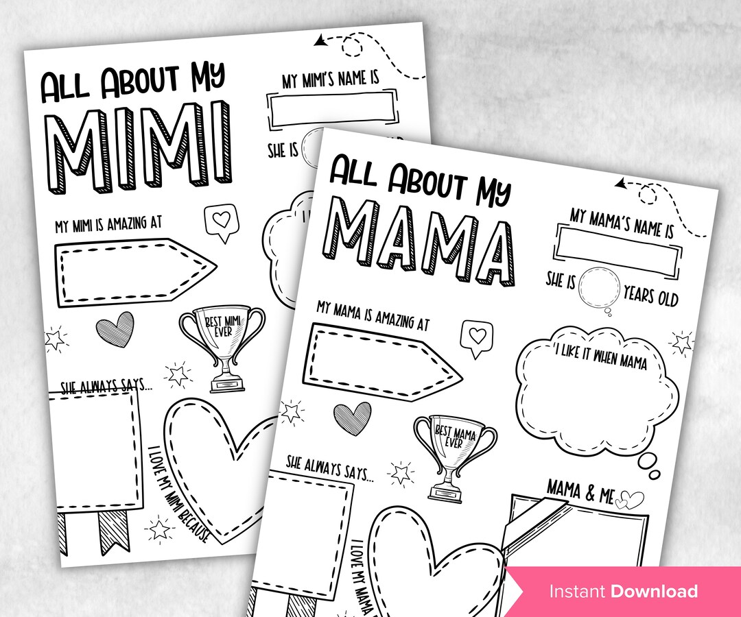 All About My Mama Gift I Mothers Day Printable Gift Mothers Day ...