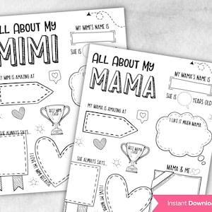 All About My Mama Gift I Mothers Day Printable Gift Mothers Day ...