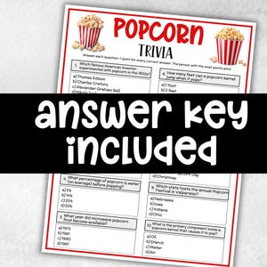 Popcorn Trivia, Movie Night, Popcorn Bar Activity, Family Game Night ...