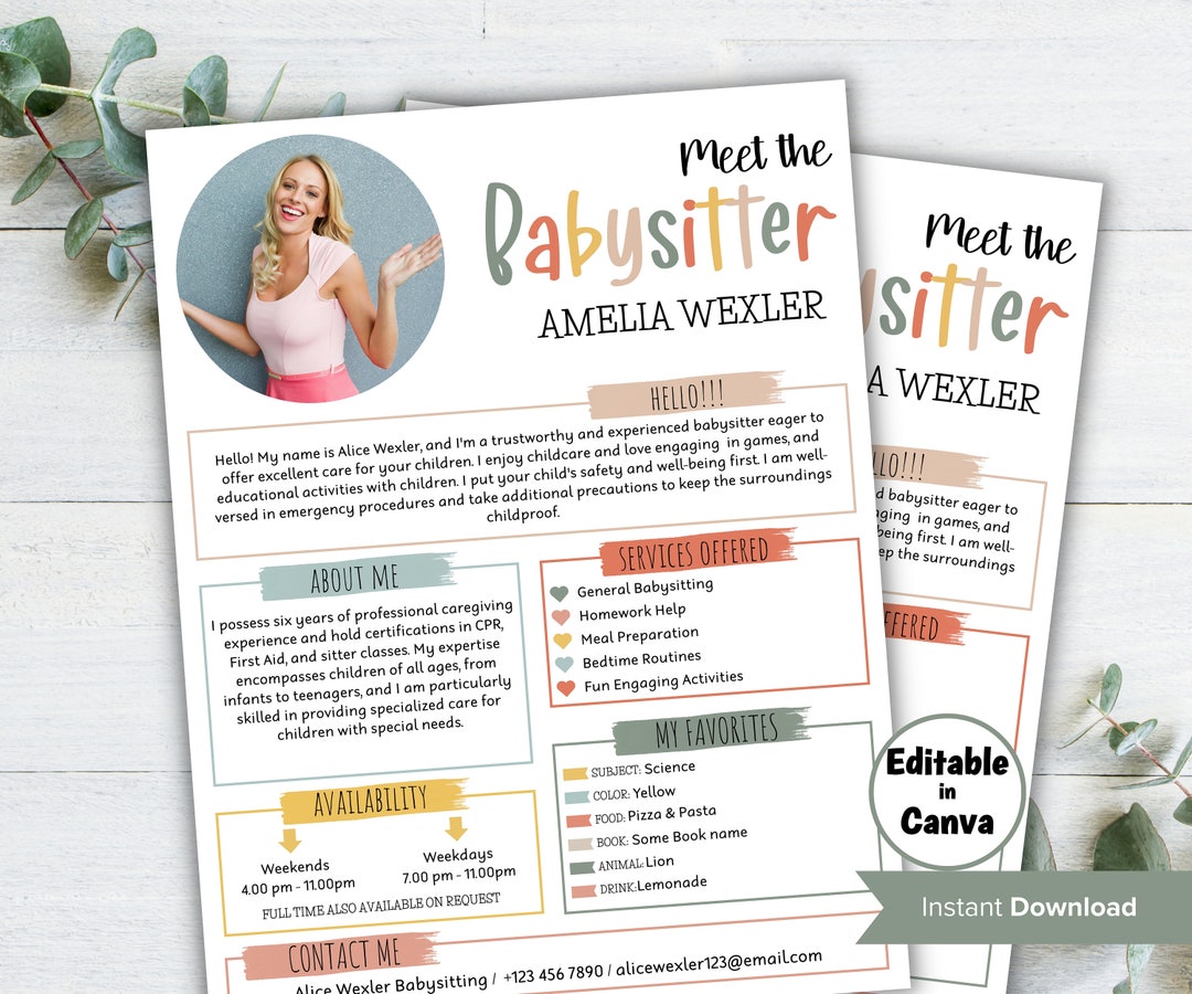 Childcare Services, Community Caretaker Printable Flyer, Editable ...