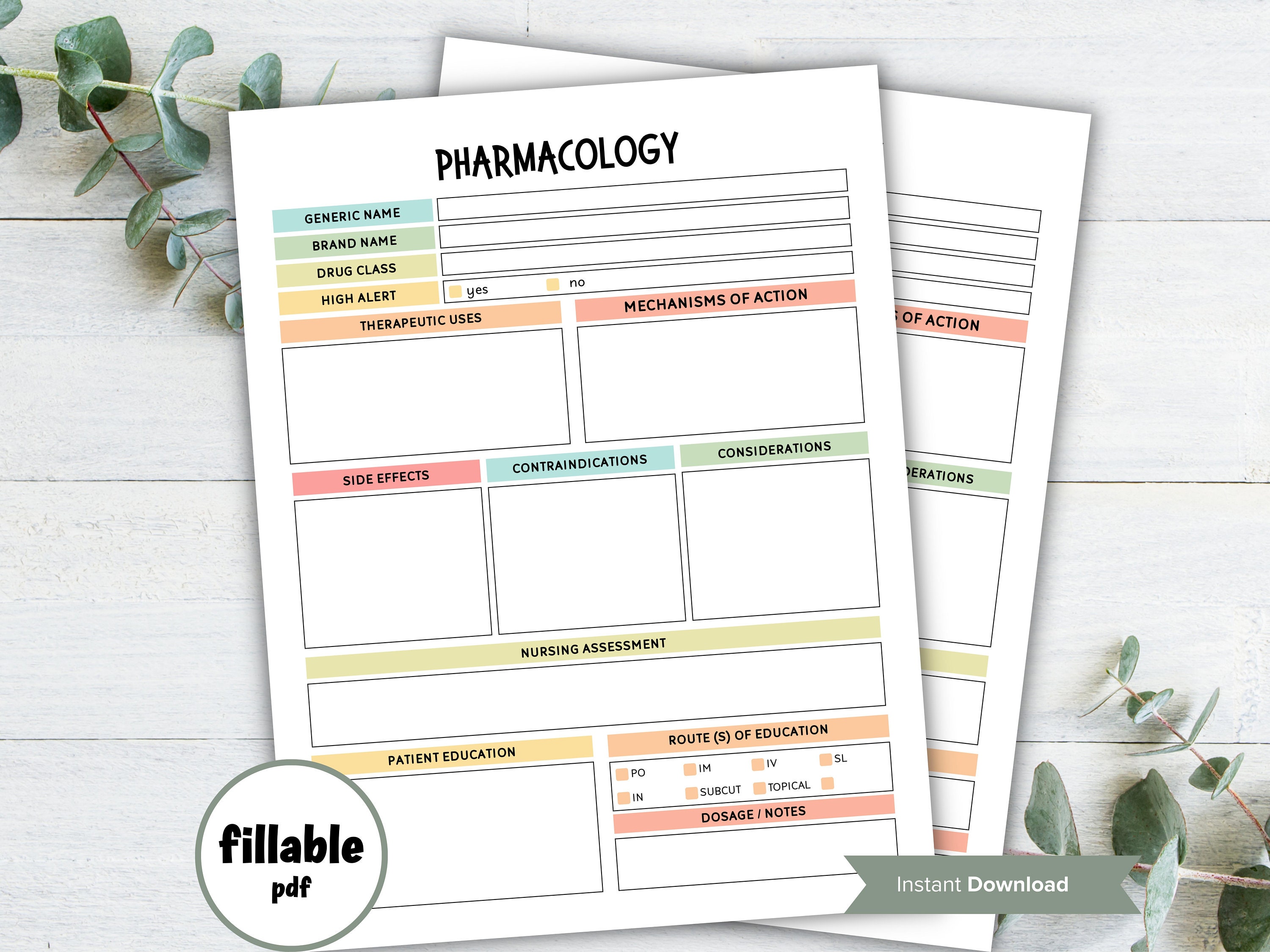 Pharmacology Template Pharmacology Gift Student Flash Cards - Etsy