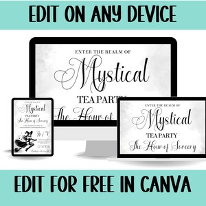 Tea Party Invitation Printable, Witch Tea Party Template, Halloween ...