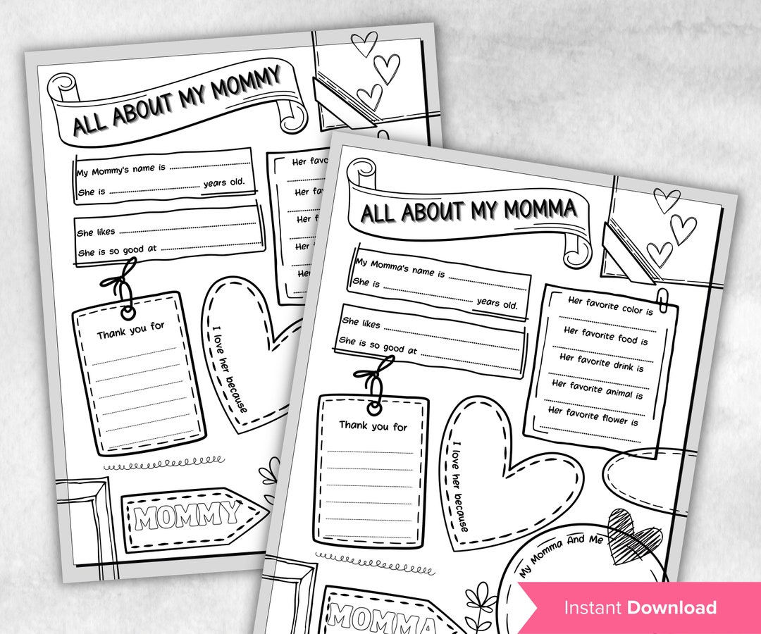 All About My Mommy Imother Day Gift I Mothers Day Printable | All About ...