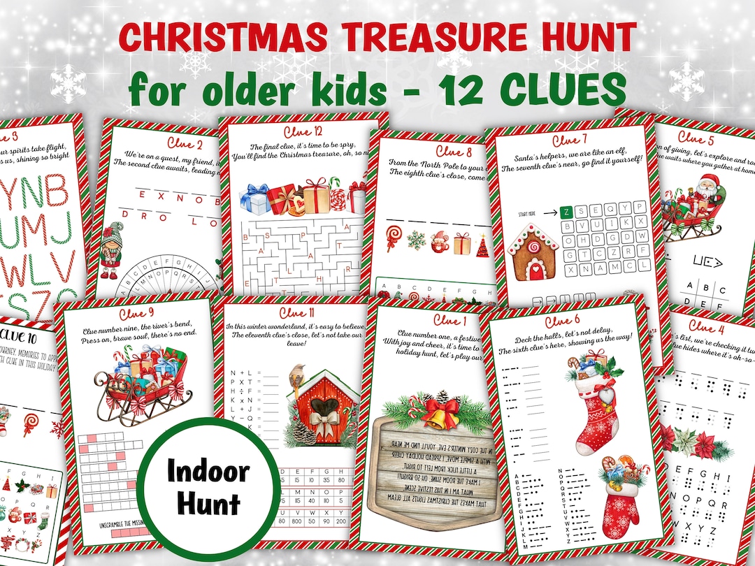 Treasure Hunt Christmas Activity | Indoor Scavenger Hunt | Christmas ...