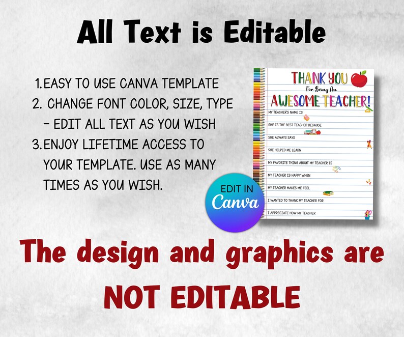 Editable All About My Teacher | Teacher Appreciation Gift | End of Year ...