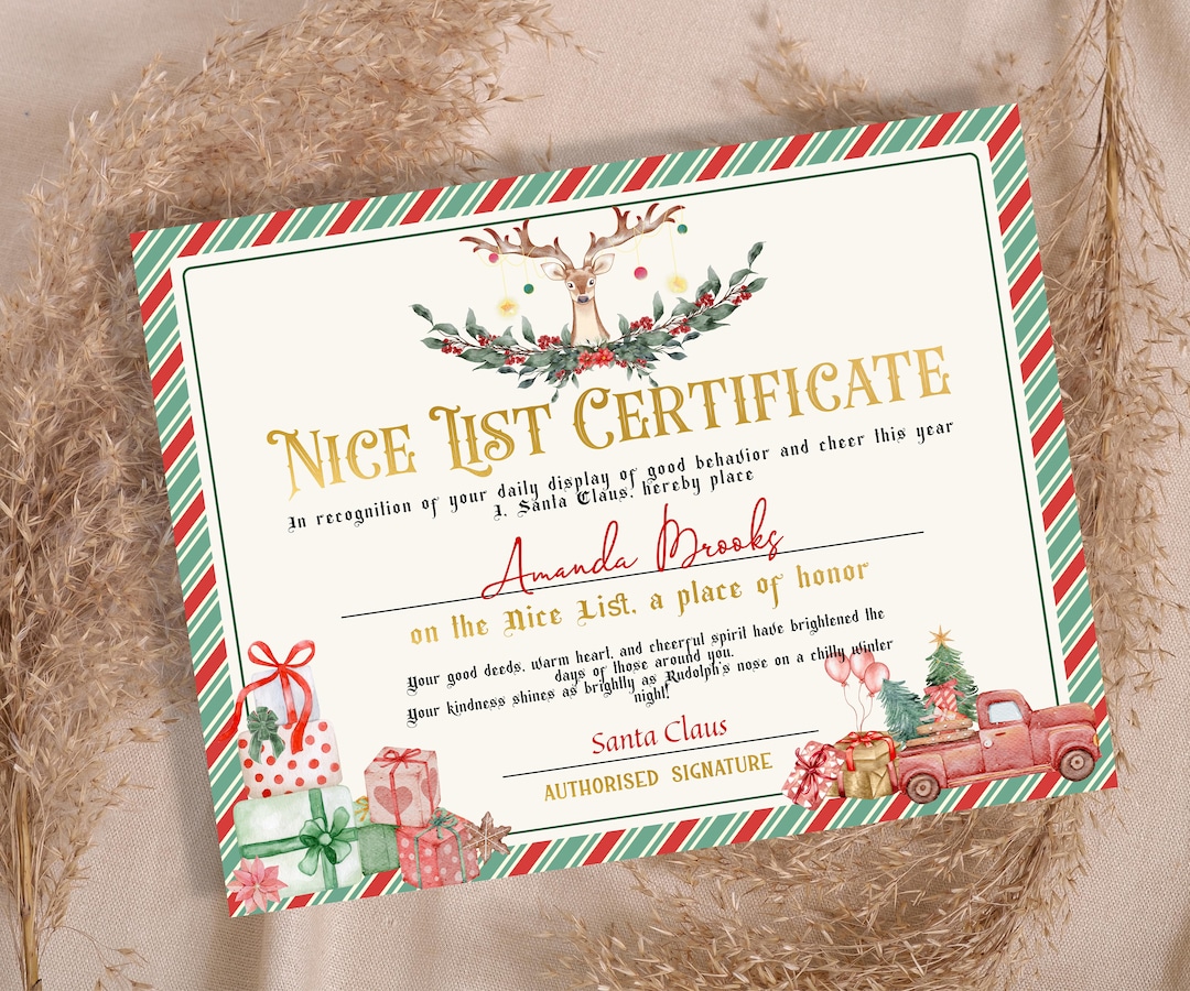 Custom Nice List Certificate, Santa Letter Package, Kids Xmas ...