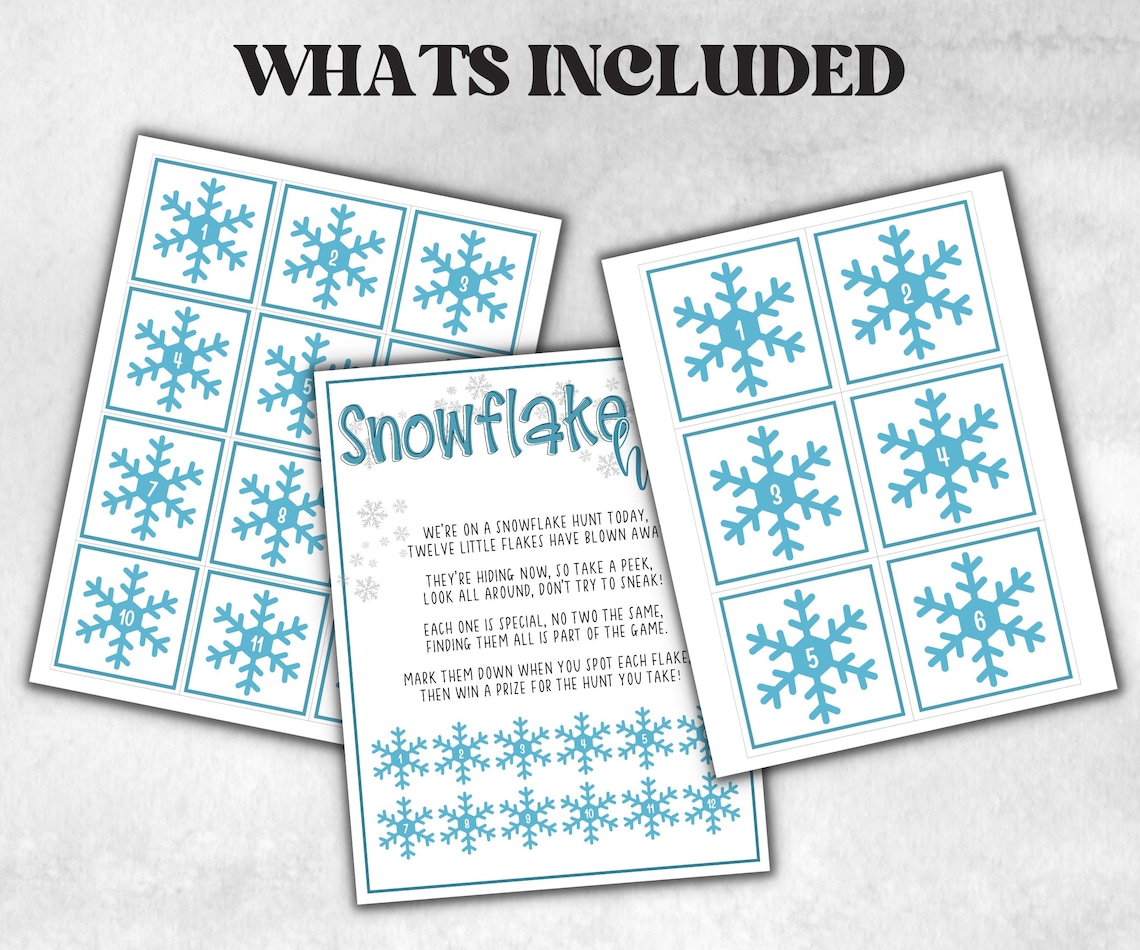 Snowflake Scavenger Hunt, Kids Snowflake Theme Party, Snowflake ...