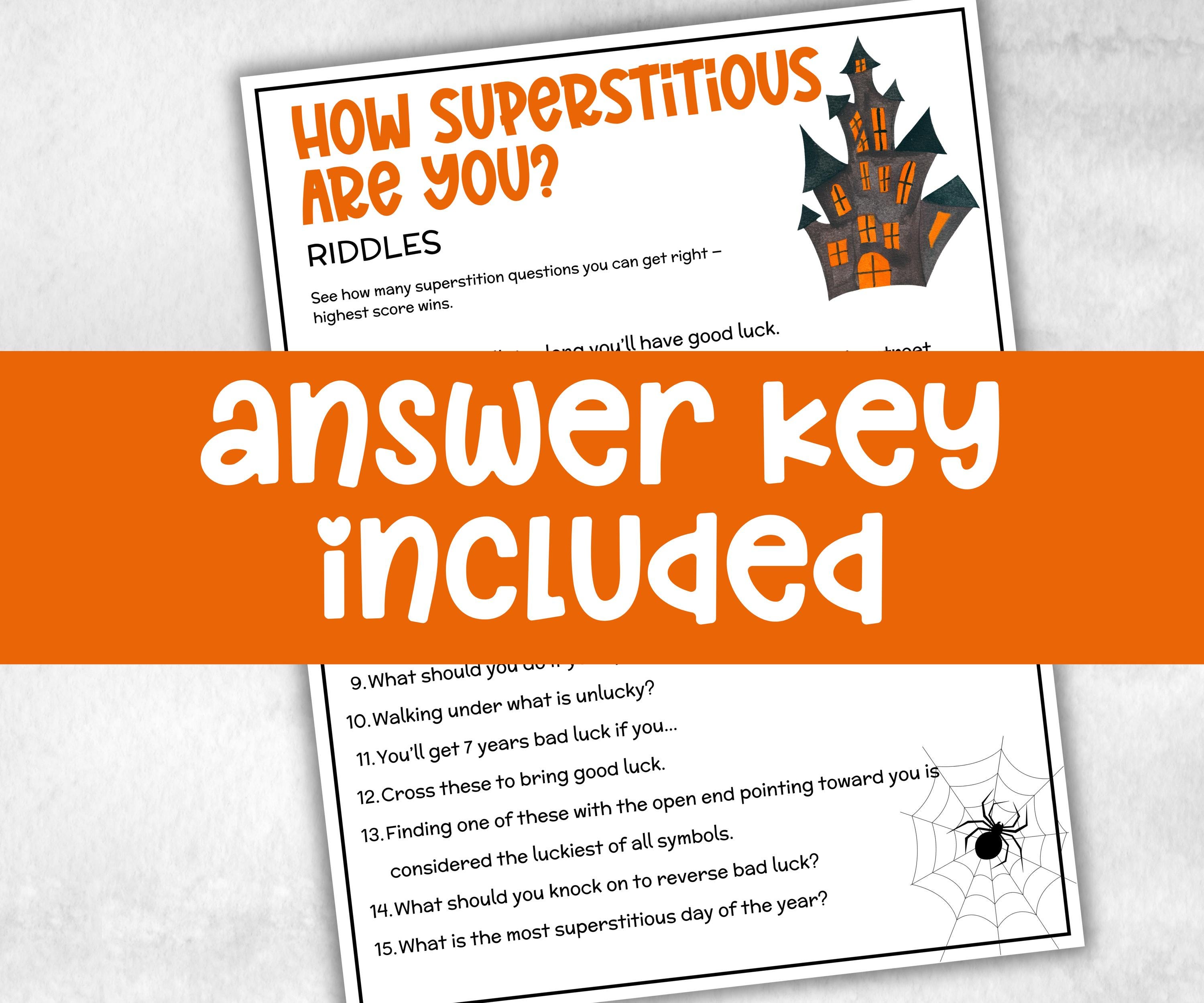 Halloween Superstitions Trivia, Printable Party Game, Halloween Trivia ...