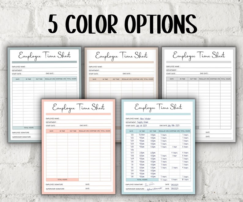 Employee Timesheet Editable I Editable Timesheet I Time Card I Time ...