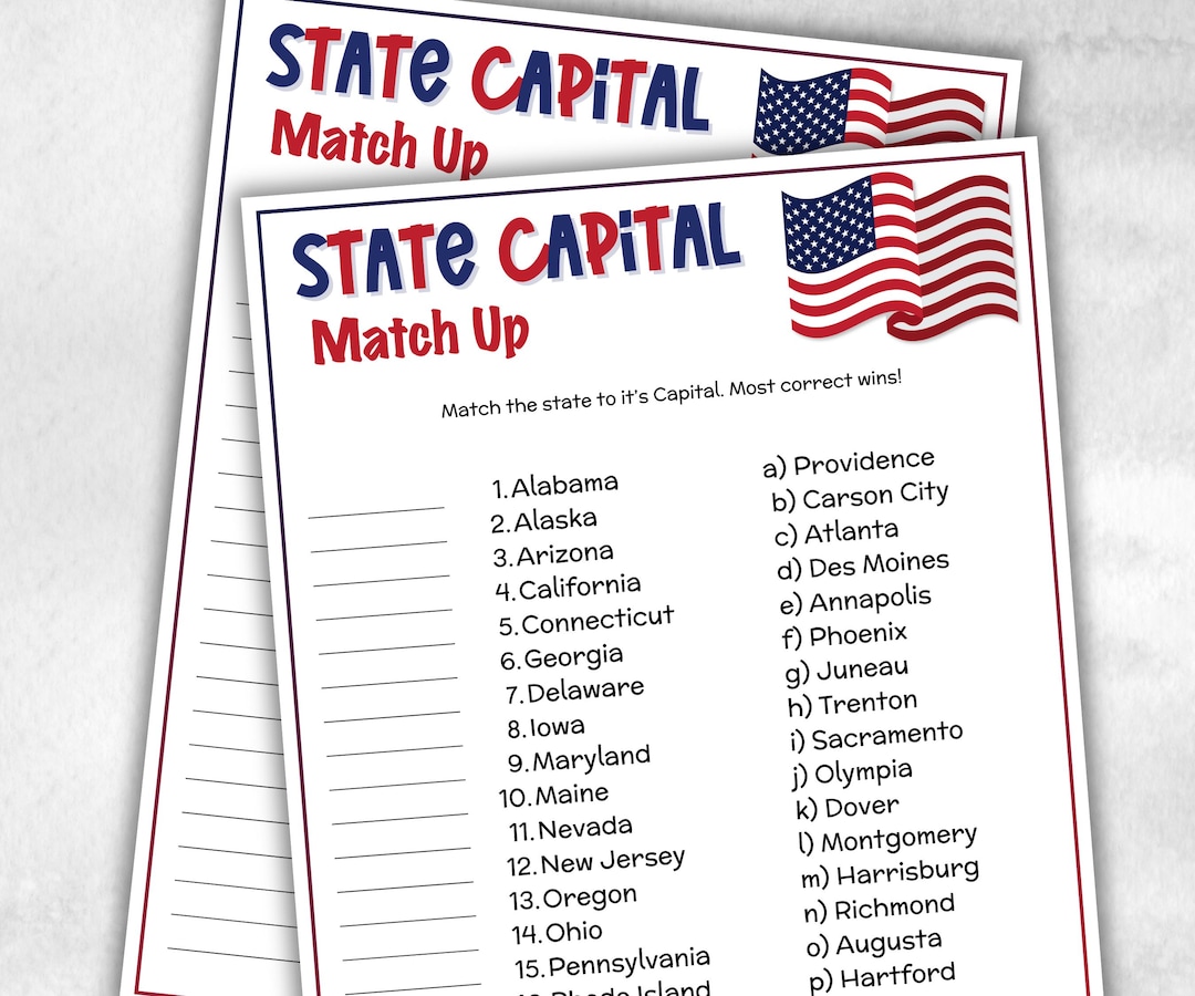USA State Capital Trivia, Drinking game, American Trivia, Classroom ...