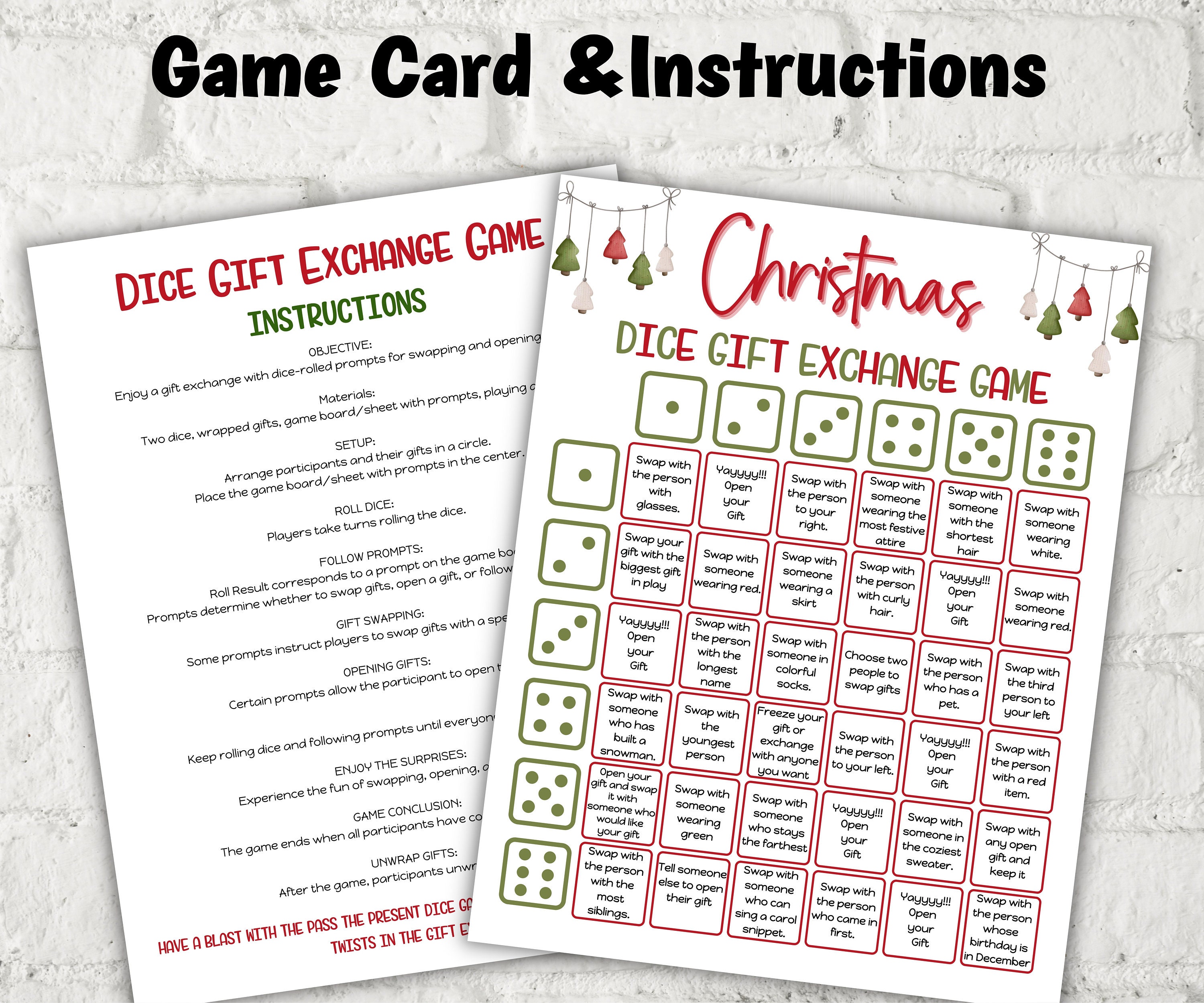 Christmas Gift Exchange Dice Game, Printable Icebreaker, Pass the ...