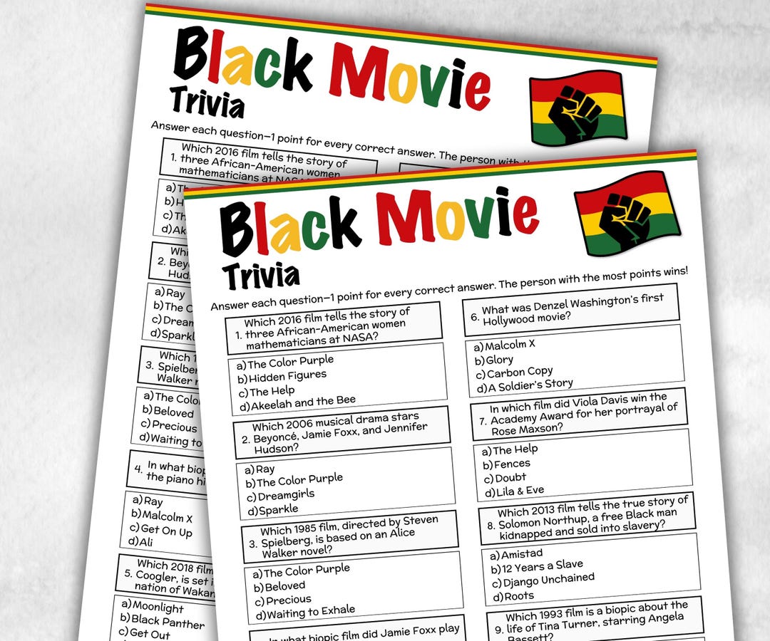 Black Movie Trivia, Black History, Icebreaker Games, Adult Black ...