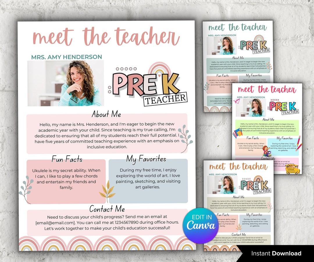 Pink Meet the Teacher Rainbow I Pre K Teacher I Boho Teacher I Meet the ...