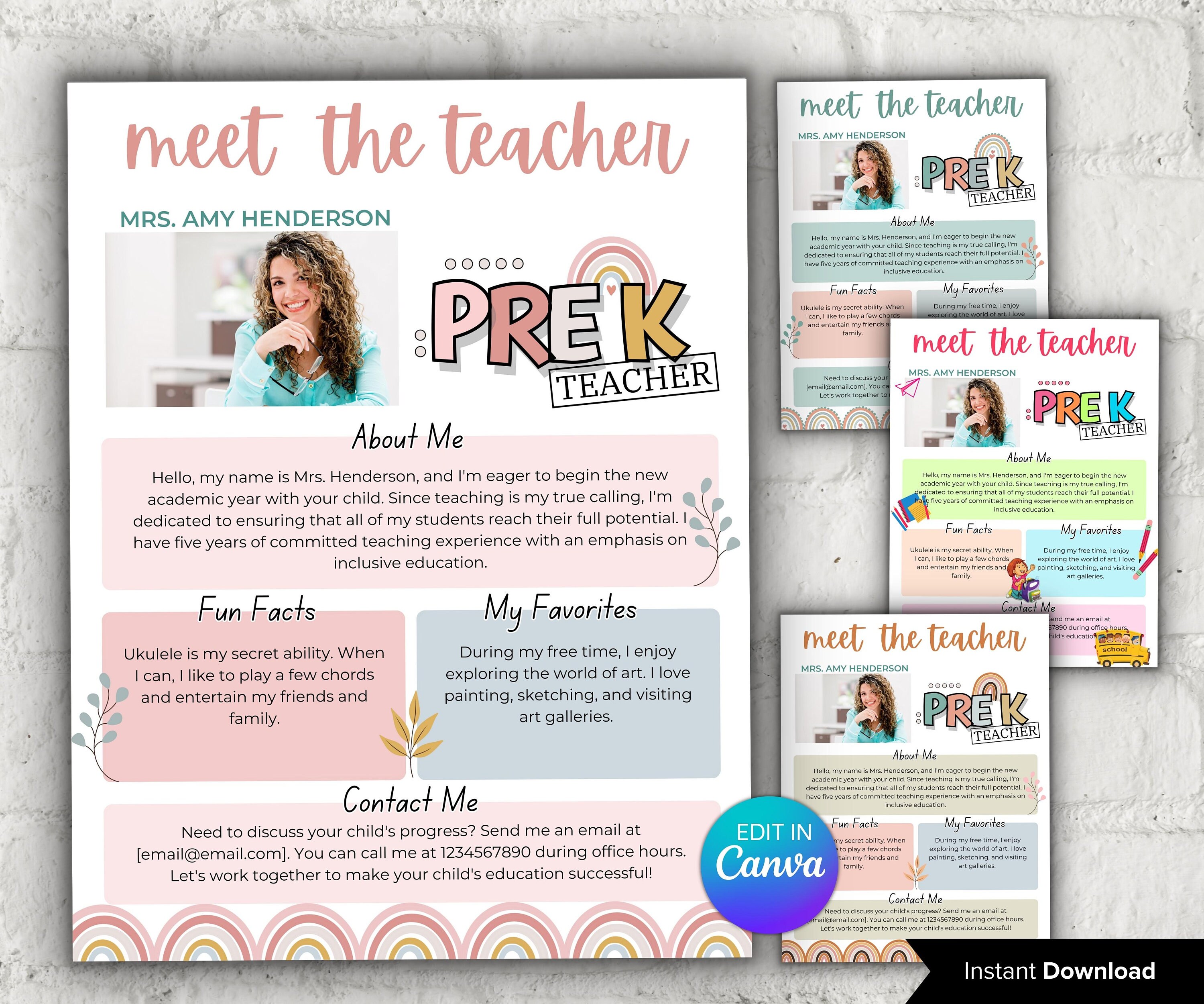 Pink Meet the Teacher Rainbow I Pre K Teacher I Boho Teacher I Meet the ...