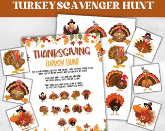 Turkey Scavenger Hunt Game, Printable Family Adventure, Fun for Kids ...