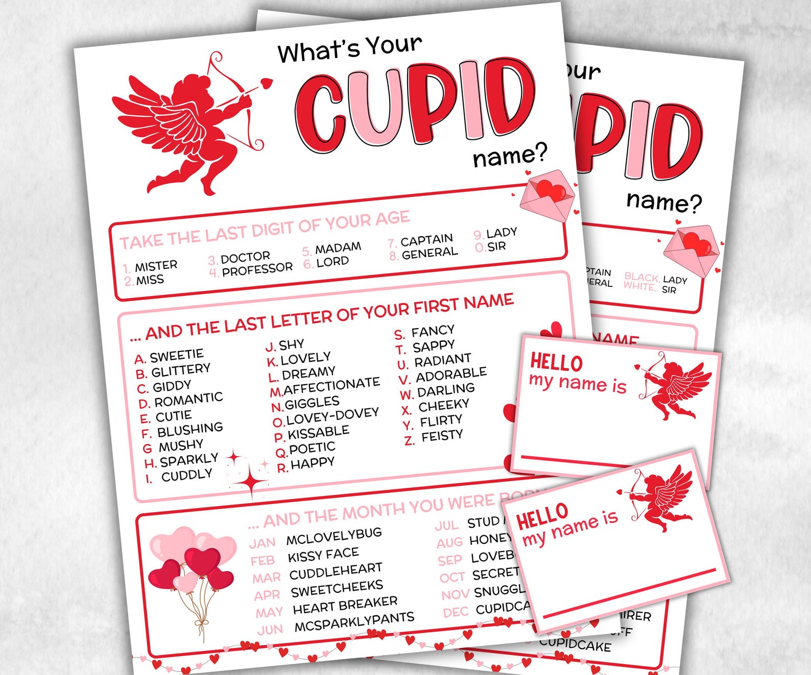 What is Your Cupid Name Printable Game, Office Party, Daycare Name ...