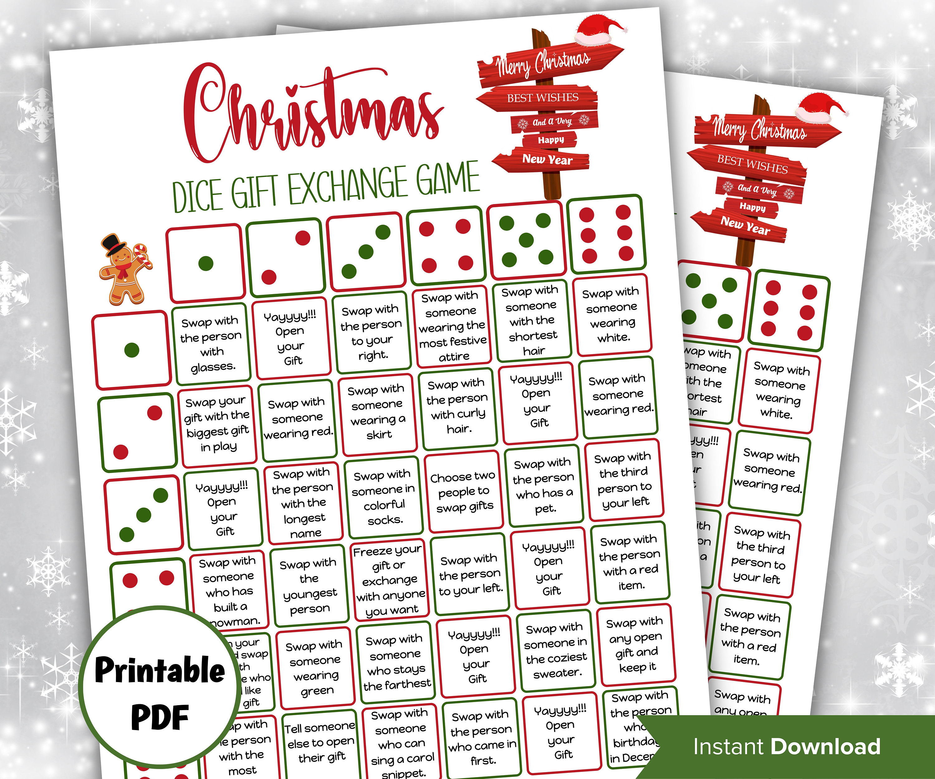 Dice Gift Exchange Christmas Game, Holiday Gift Swap Activity ...