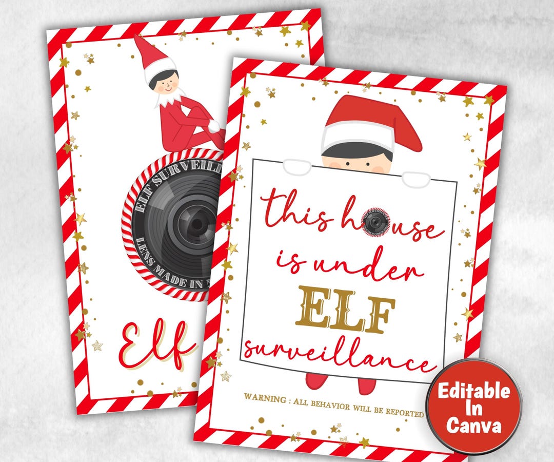 Surveillance Elf Cam, Elf Camera, Printable Elf Cam, Elf Cam Sign ...