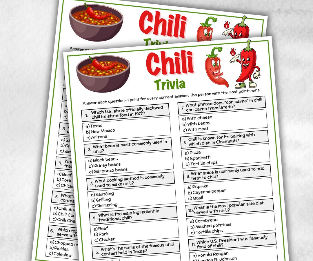 Chili Trivia Game, Chili Cook off Ideas, Chili Competition, Chili Bar ...